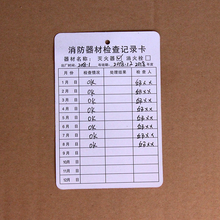 [USD 6.85] Monthly Fire Fighting Equipment Inspection Record Card Fire ...