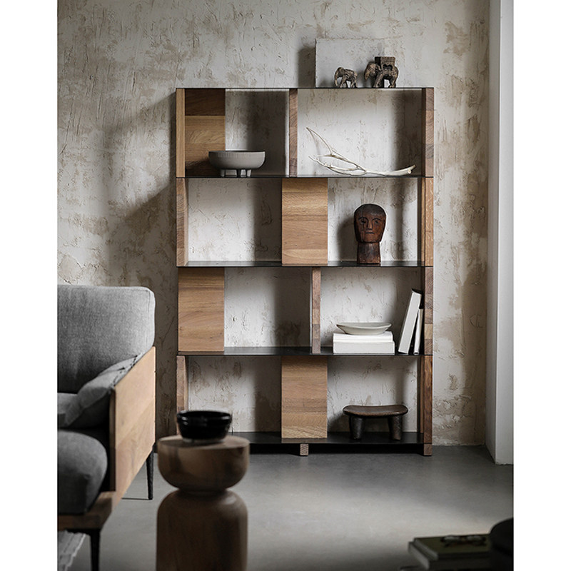 实木护板书架：图书馆级复古双面书架，橡木侧板打造书香氛围🌿-报刊架-淘宝百科网