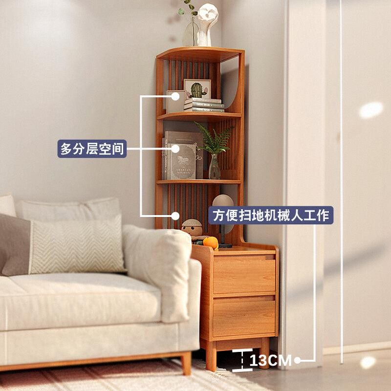 日式樱桃木实木沙发边几小户型救星！多功能角柜实测：颜值与实力并存？-角柜-淘宝好物网
