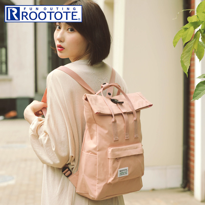 ROOTOTE Japanese Tote Bag Pink Canvas Anti-Splashing Backpack for Hand ...