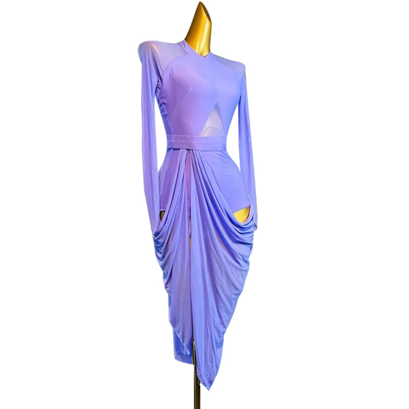 浅紫色拉丁舞连衣裙Q463｜舞池C位神器！美到窒息的舞台战袍来啦！-拉丁舞演出服-淘宝好物网