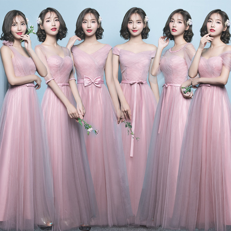 2020 new bean sand color bridesmaid dress women's long wedding sister ...