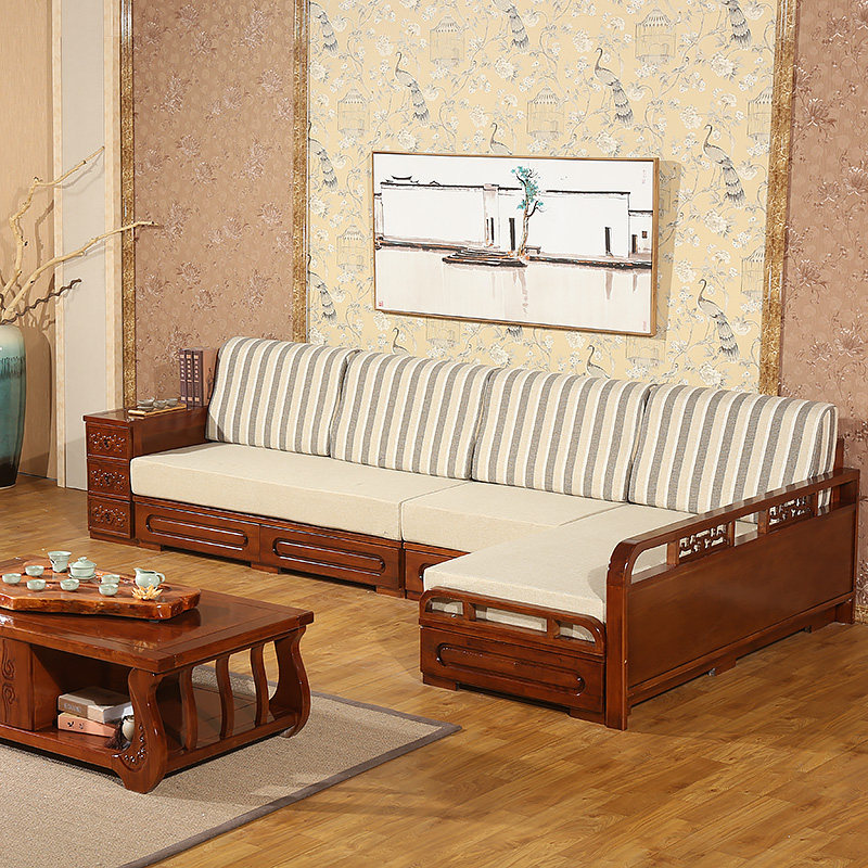 Купить Диван из массива дерева Новый китайский стиль твердой древесины ...