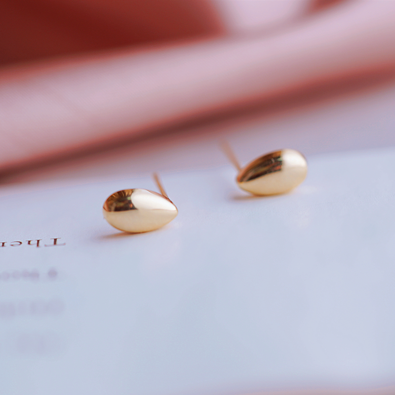 简约气质水滴耳钉925纯银镀金时尚百搭小金豆职场通勤OL小众设计-Taobao