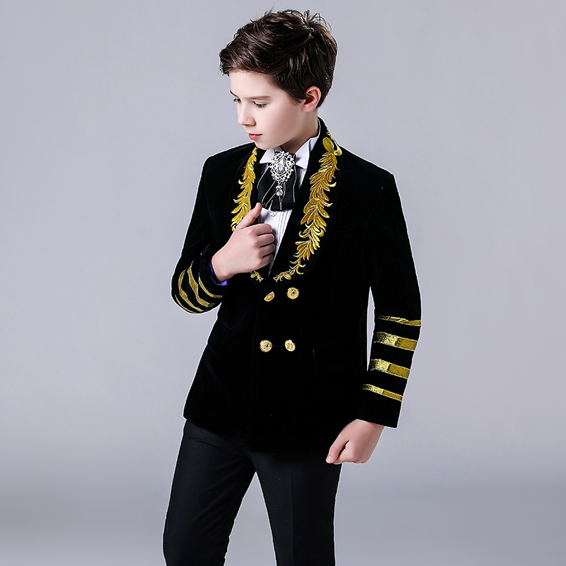 Boy's jazz dance sequin coats chorus host singer performance jacket ...