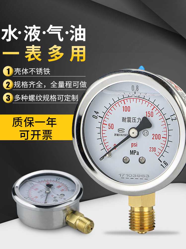 Y60BF YN60BF不锈钢压力表：全304耐震耐腐蚀，高温氧气环境下的守护神！-压力表-淘宝百科网