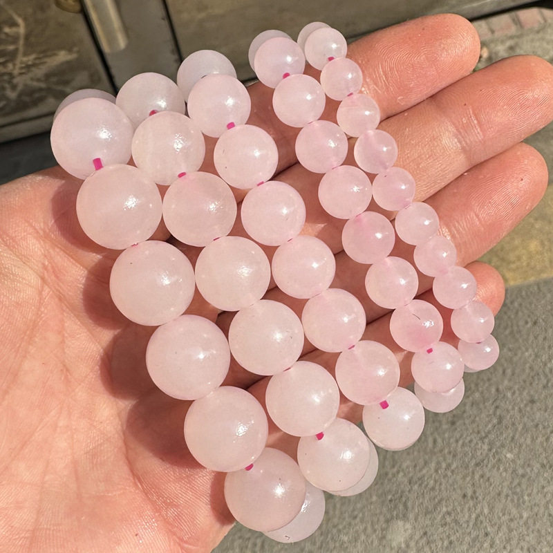 Lotus root pink round bead single circle jade bracelet | Natural afghan ...