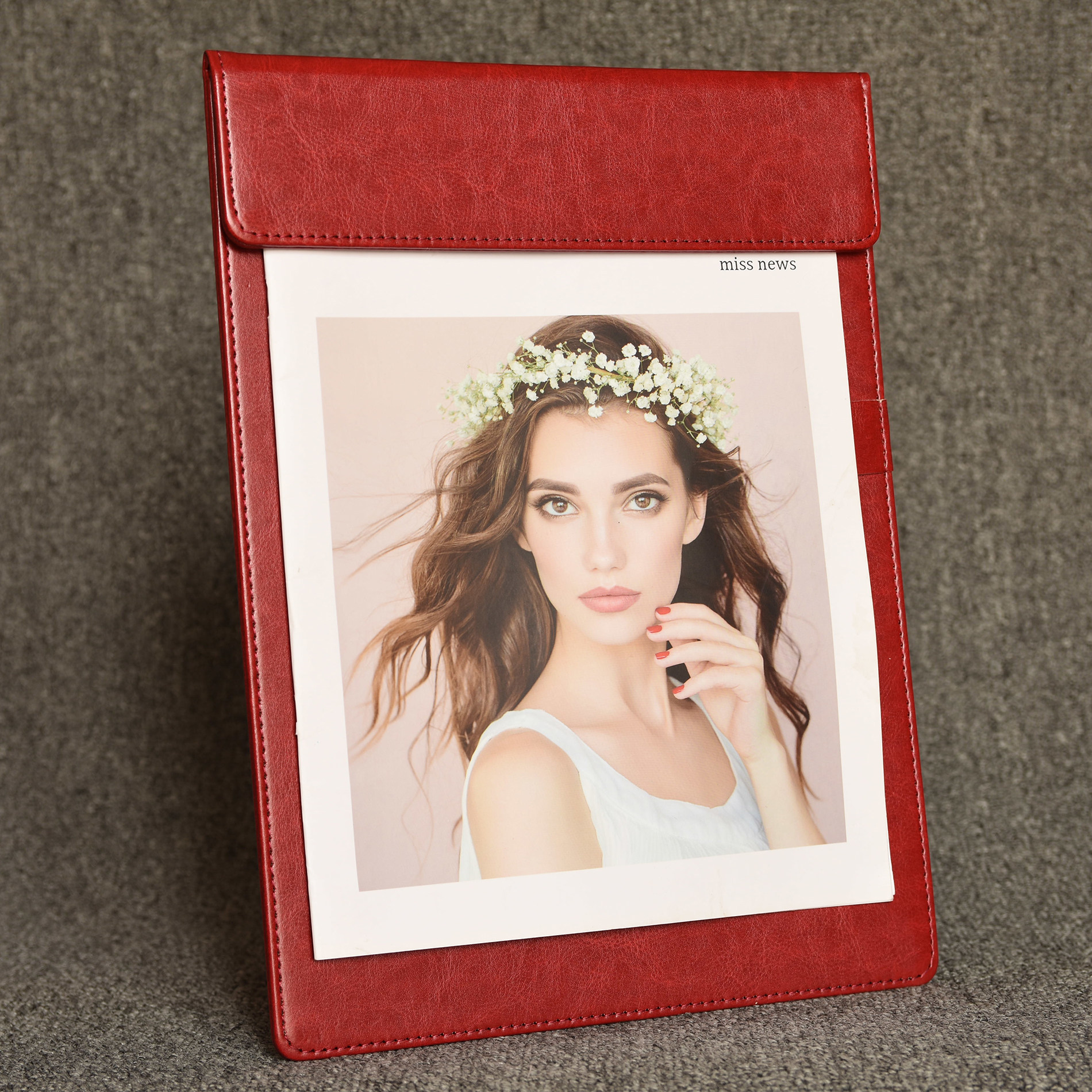 [USD 8.35] A4 leather folder plate magnetic writing padboard hotel ...