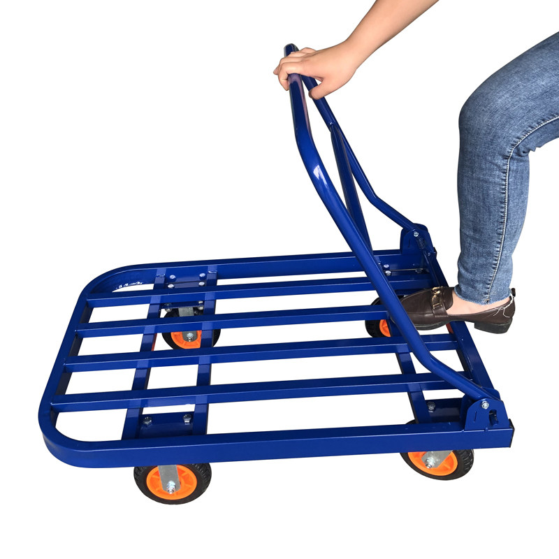 [USD 47.54] Steel Pipe Trolley Foldable Trolley Pull Cargo Silent Flat ...