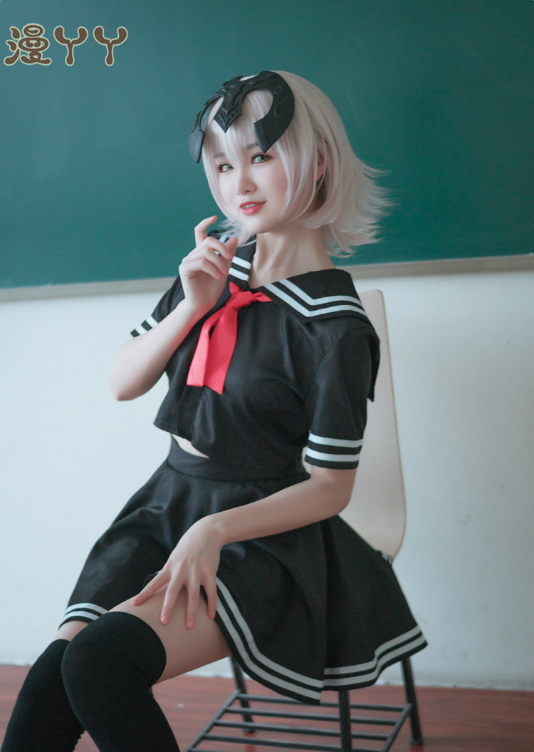 现货 Fate FGO黑贞白贞德JK cos水手服假发大佬女装假-阿里巴巴