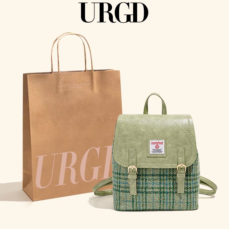 UR GD双肩包女2023校园英伦轻便学院风格子包文艺方格旅行背包-Taobao