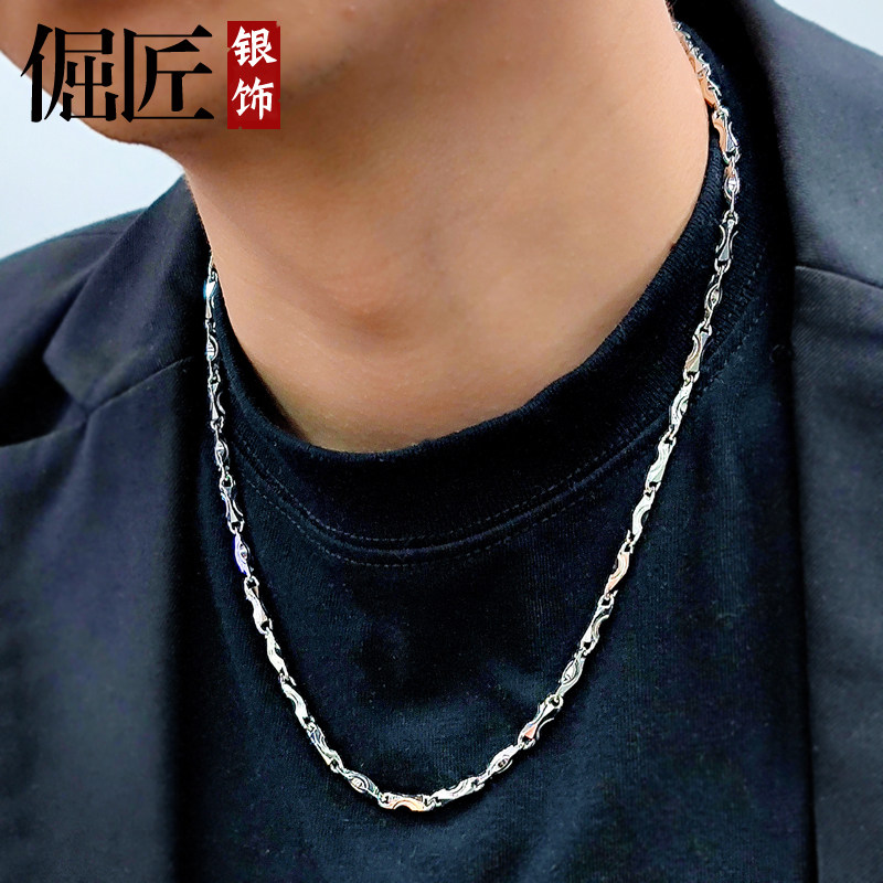 "actual test of 2025best selling｜3.8mm pure silver ingot chain men's ...