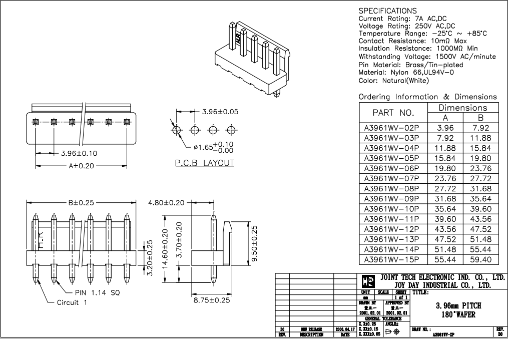 台湾灿达HR连接器 A3961WV-07P 立式针座-阿里巴巴