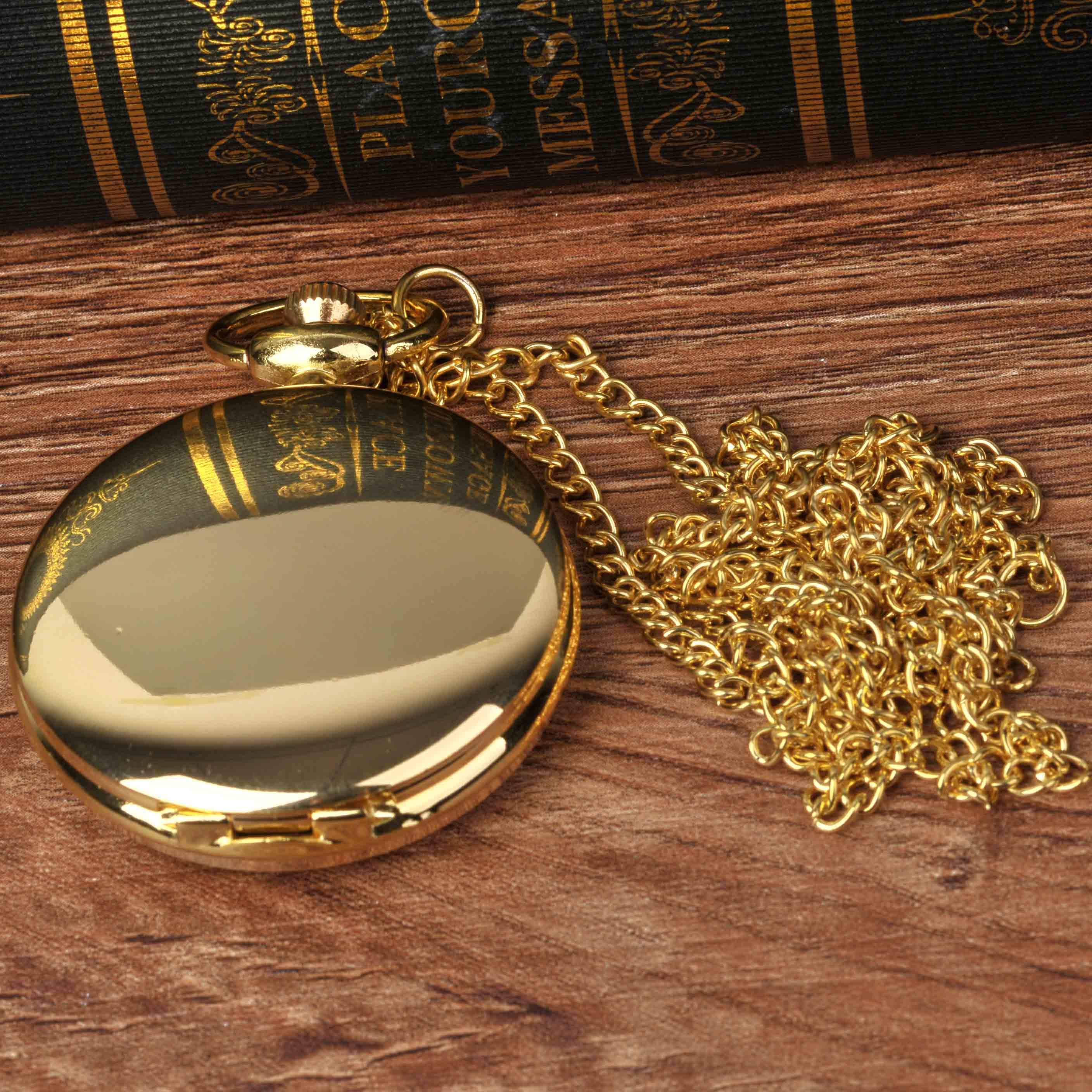 🌟 Vintage nostalgic large pocket watch, gold double-sided roman numeral ...