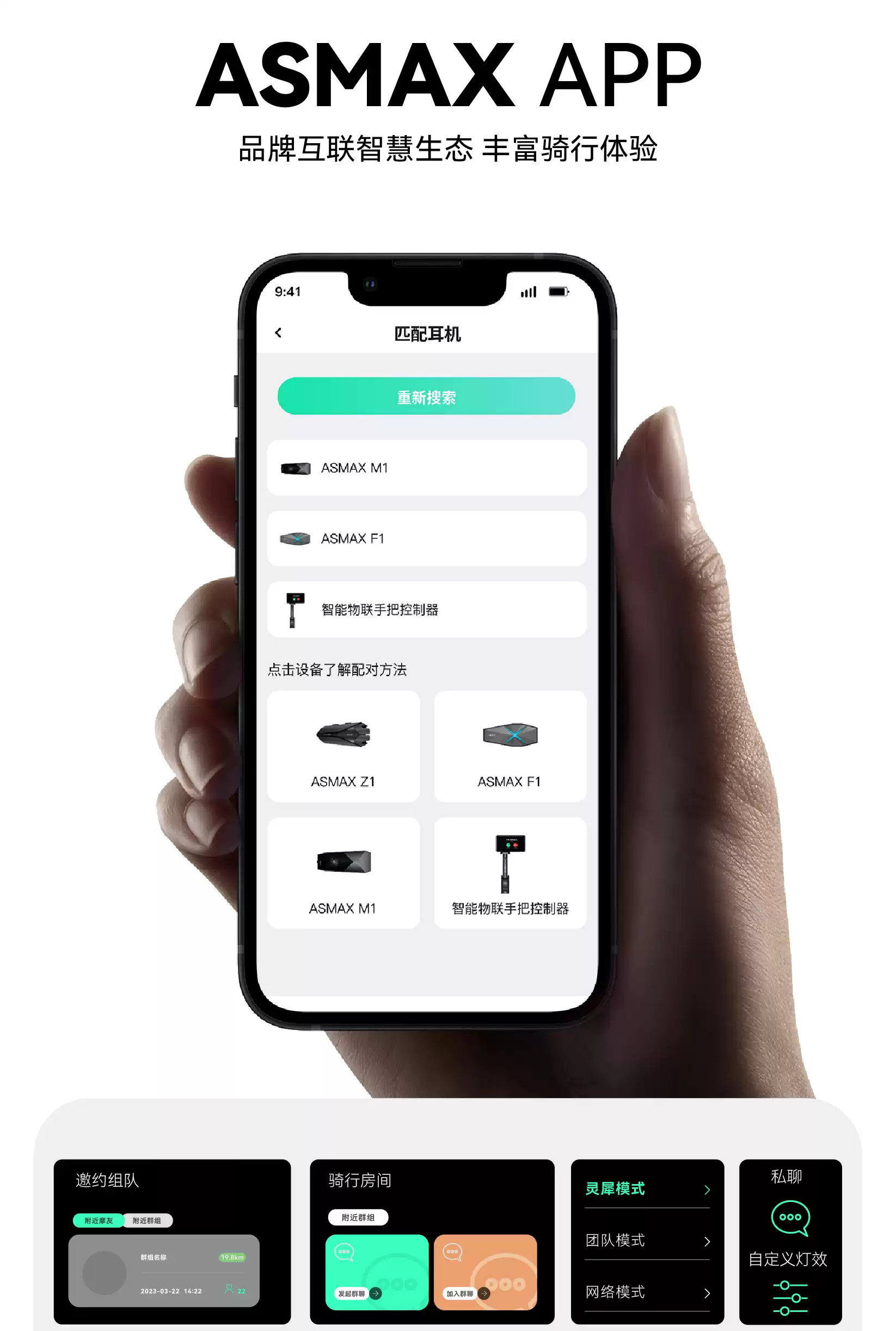 ASMAX Z1摩托车头盔蓝牙耳机全盔内置智能骑行无线对讲防水续航F1