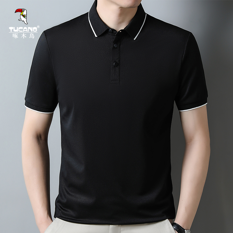啄木鸟夏季短袖polo衫男士2024新款休闲舒适透气宽松翻领薄款t恤-Taobao