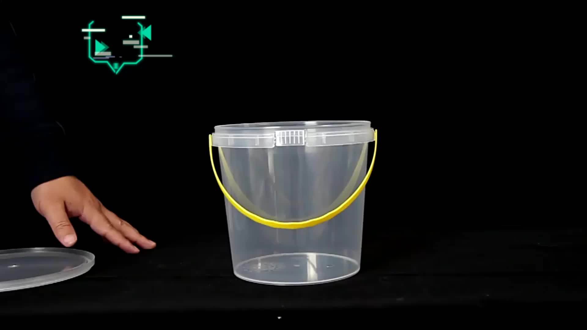 500ml 1l2l3l5l White Clear Plastic Round Buckets With Lids And Handle ...