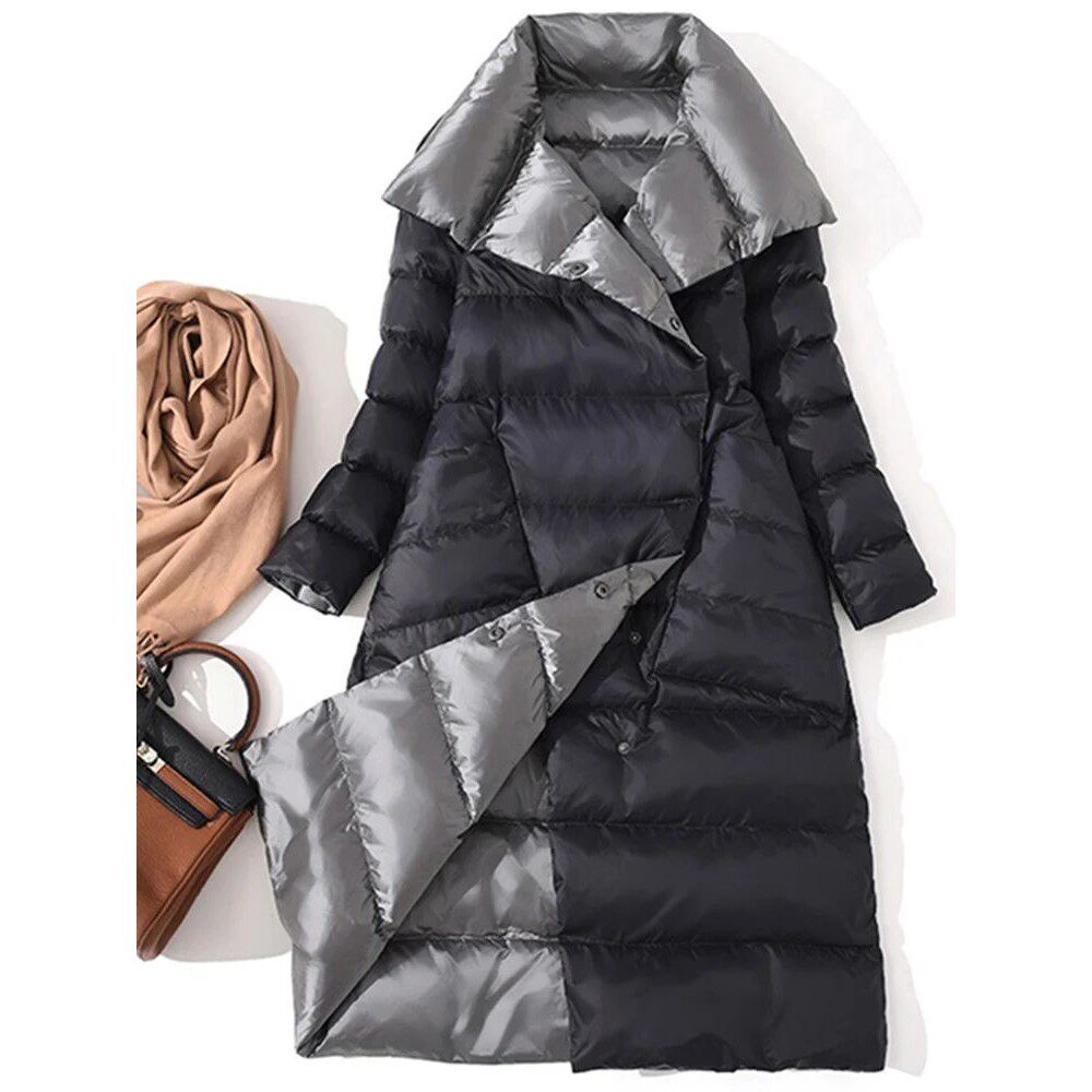 Fitaylor Women Double Sided Down Long Jacket Winter Turtlen-Taobao