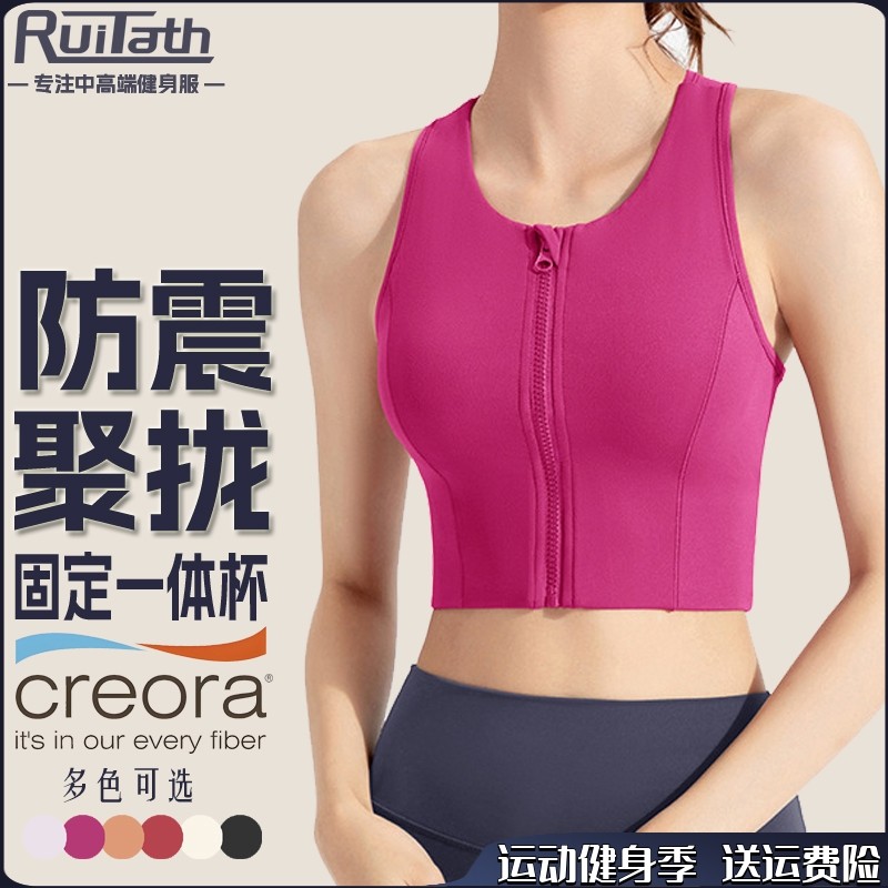 Italian ruitath front-zip sports bra: high-impact, shockproof running ...