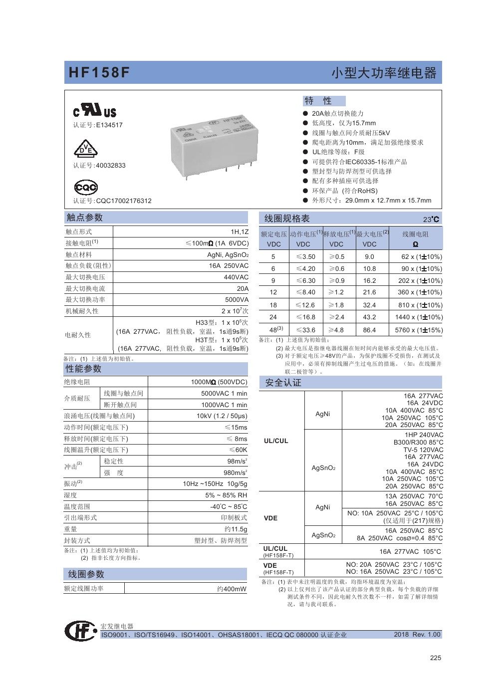 宏发继电器HF158F-5 12 24-HS3T常开 6脚 16A 250VAC-阿里巴巴