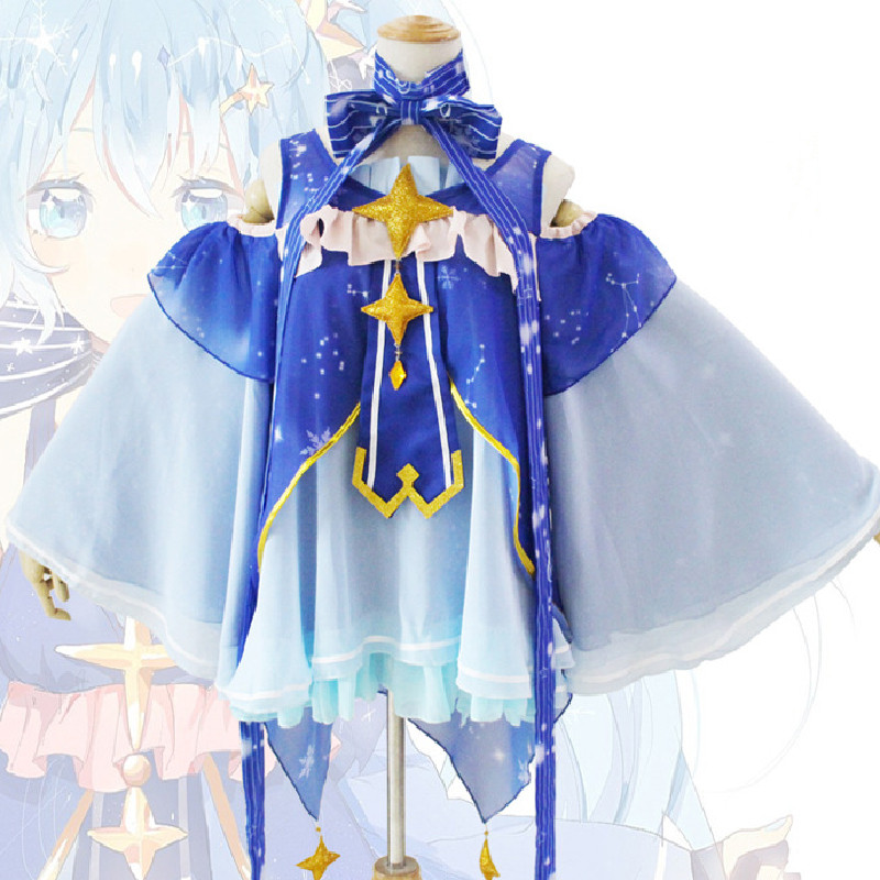 Snow Miku Anime Cosplay Full Suit VOCALOID Wig Costume Star