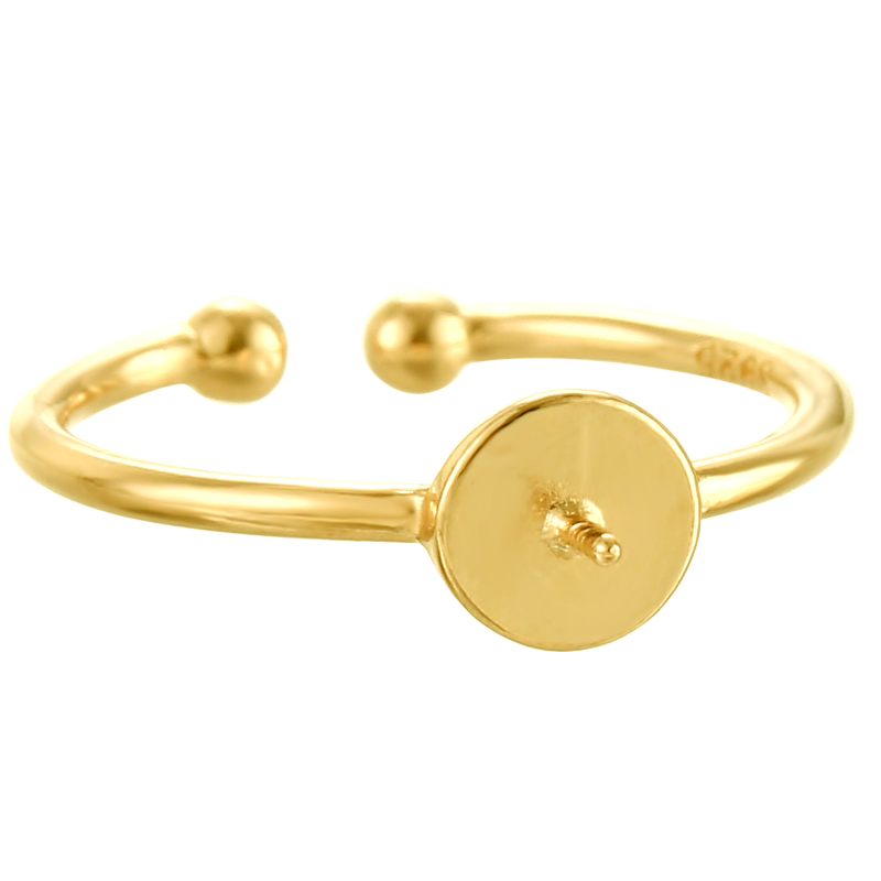 925纯银戒指空托可粘珍珠平托戒圈diy带针活口戒指可调节指环空托-Taobao Vietnam