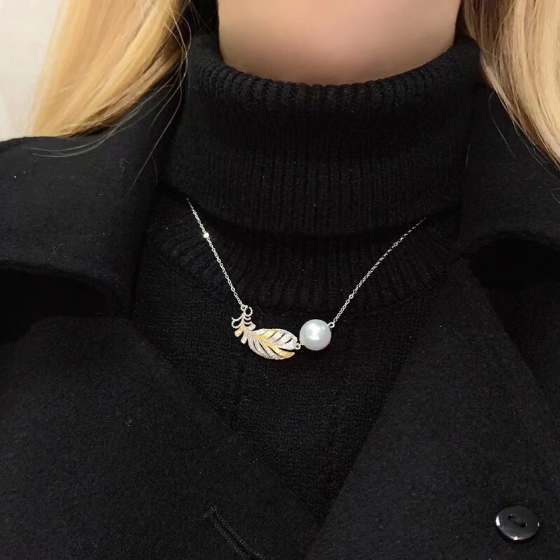 厂家直销DIY珍珠配件双色电镀项链通体S925纯银镀18k金半成品空拖-Taobao