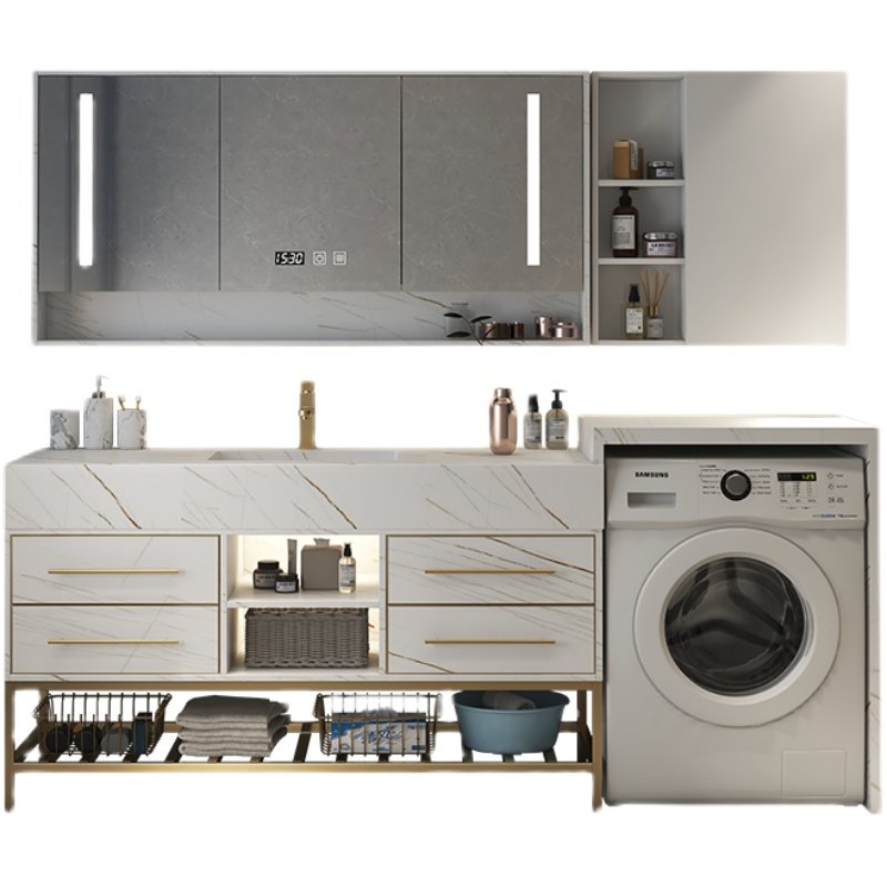 Rock-in-one washing machine cabinet balcony washing groove washing wash ...