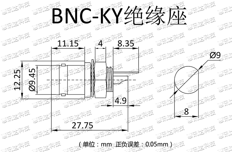 BNC-KY绝缘母座 Q9-50KY绝缘座 BNC/Q9母座白胶绝缘座带螺母垫片-阿里巴巴
