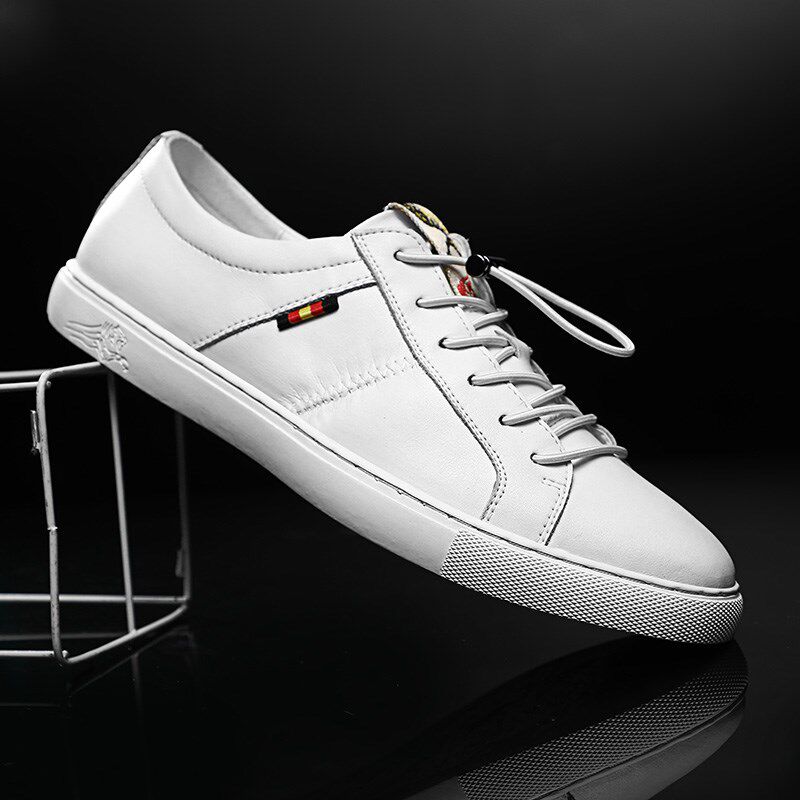 [USD 121.20] trendy men's leather small white shoes slip on slip on ...