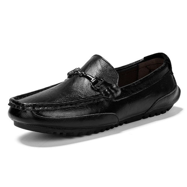 Wide fat feet bean shoes for men 45 genuine leather soft sole lazy ...
