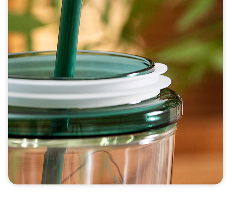 XEI3吸管杯 大容量600ml双层耐热玻璃水杯 ins风高颜值绿色茶水杯-阿里巴巴