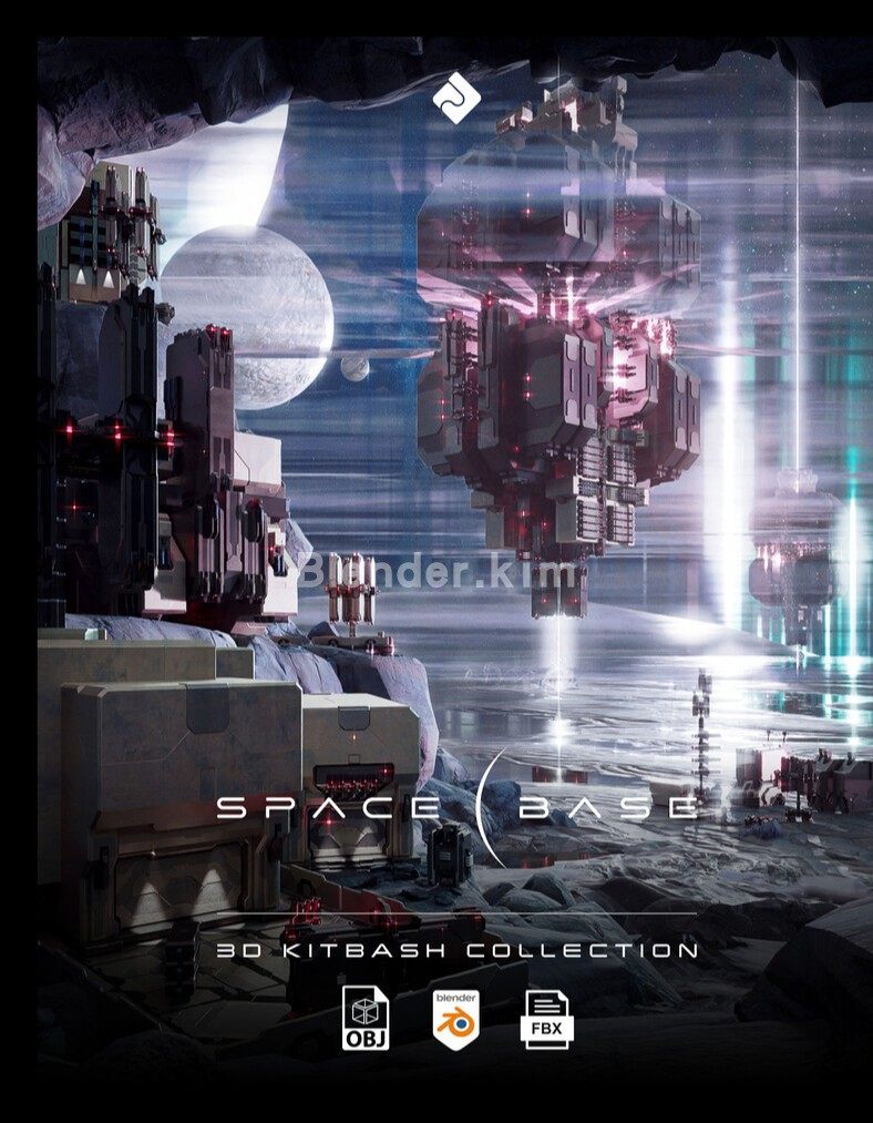 太空基地科幻建筑和资产 Space Base Sci Fi Buildings and Assets 3D Kit 3D model-魔酷网