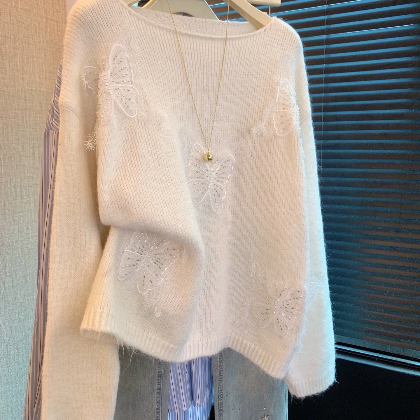 🎀 Autumn essential! this heavily embellished, beaded butterfly sweater ...