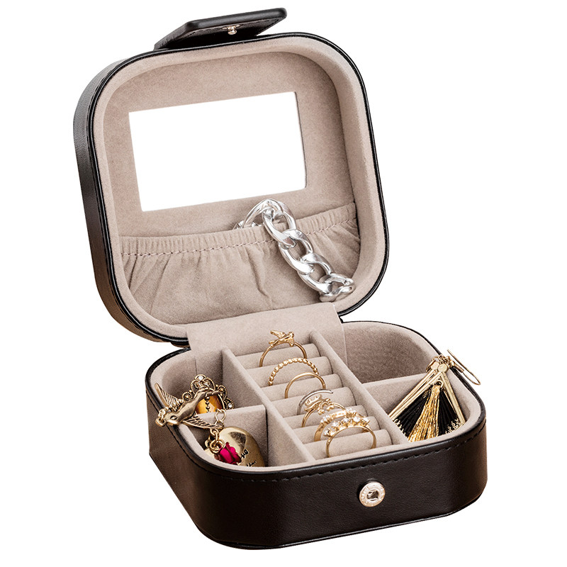 [USD 12.74] MINISO square jewelry box Desktop bedroom dustproof fashion ...