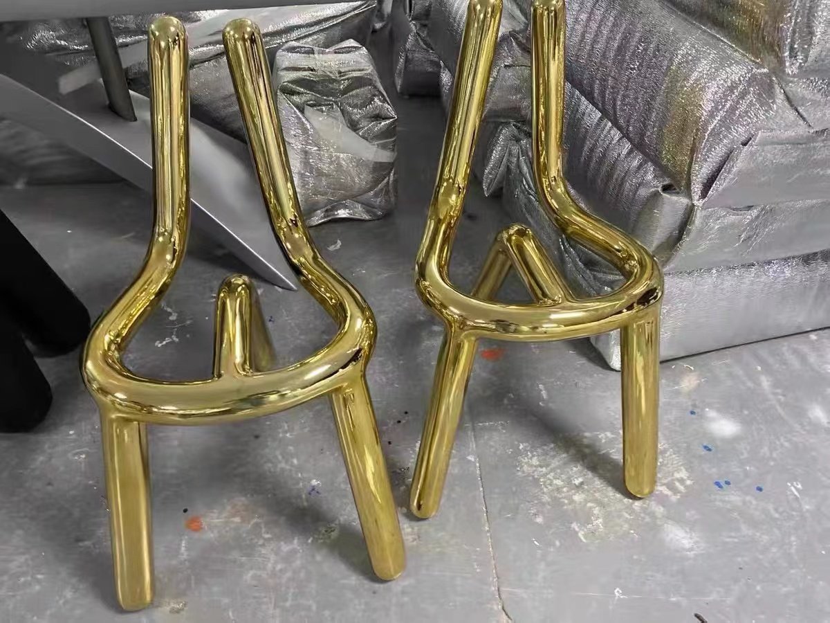 [USD 440.00] Nordic modern simple steel pipe splicing shape chair glass ...