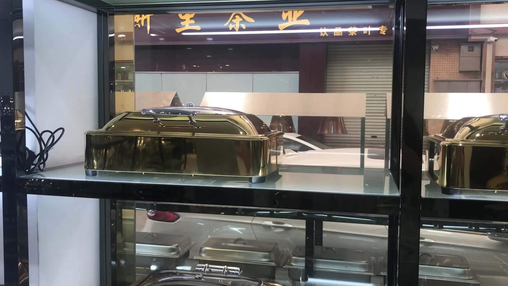 Open Buffet Table Presentation Attractive Gold Brass Chafing Dishes ...