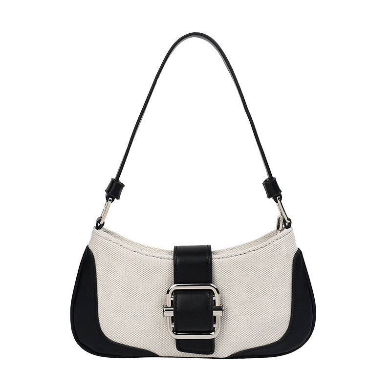 Hyuna Jiang Shiqi Same Style Bag Canvas Patchwork Armpit Baguette South ...