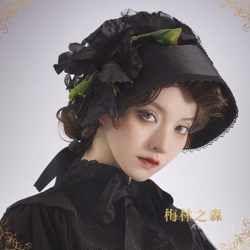 [black-iris-iii] bonnet hat: the new favorite of the retrofashion world!