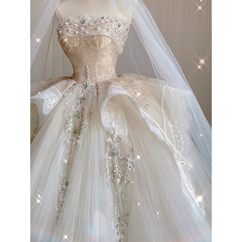 [USD 171.58] The main wedding dress bride 2023 dragging the tail court ...