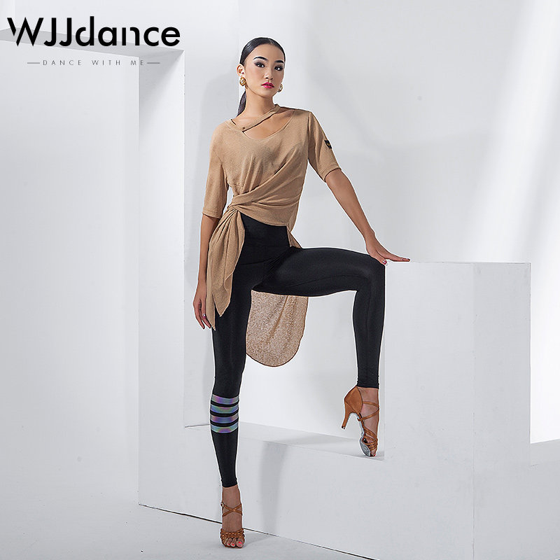 WJJdance拉丁舞上衣2025新款：不规则领设计，扭结宽松新潮流，练功服也能美出新高度！-拉丁舞上装-淘宝好物网