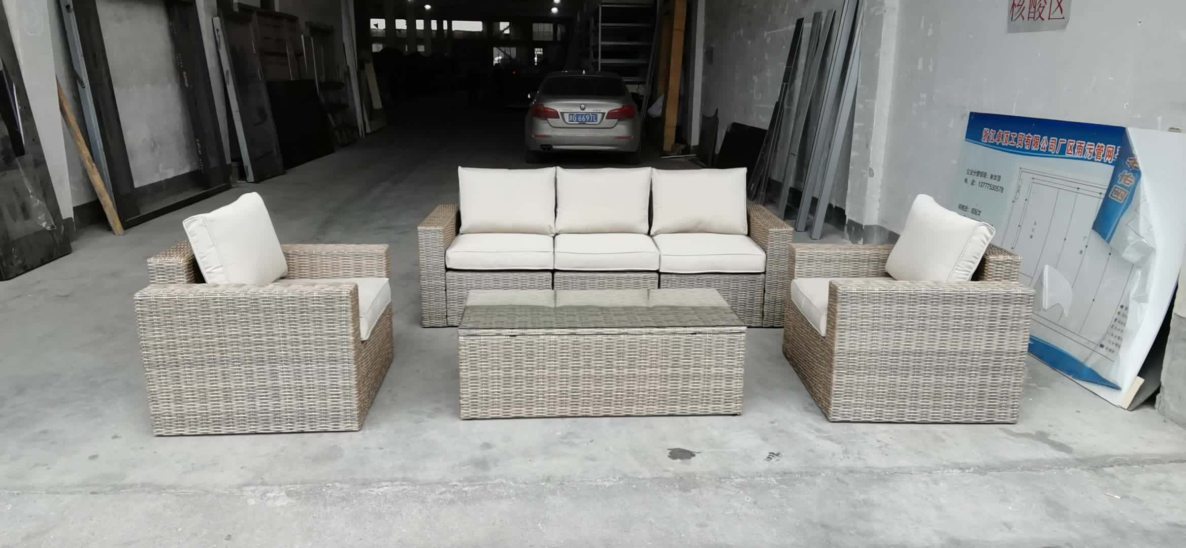 All Weather Luxury Wicker Rattan Garden Sofa Set Knock Down Style For ...