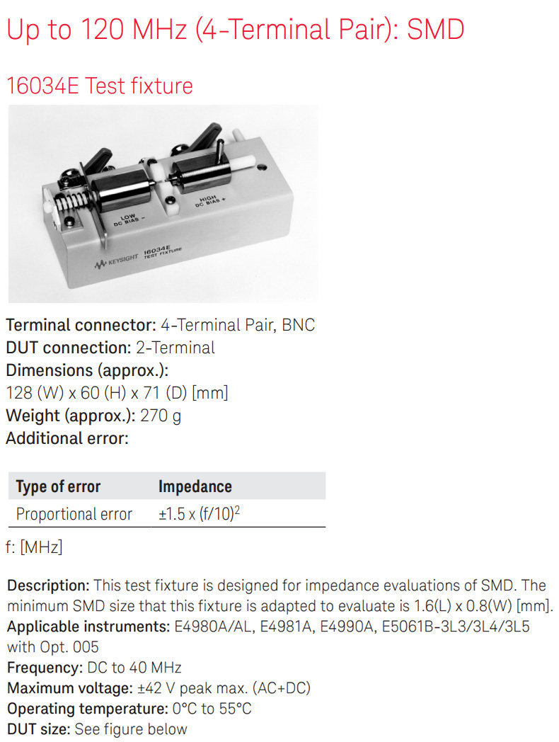 是德 LCR阻抗测试SMD测试夹具16034E安捷伦16034HG 16334A-阿里巴巴