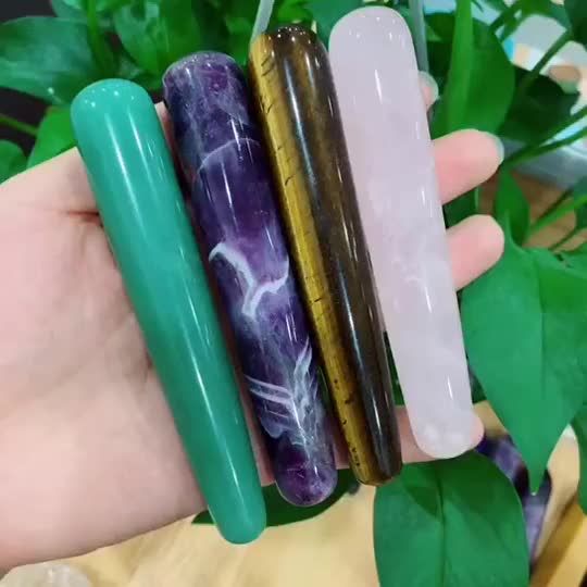 Natural Healing Gemstone Point Crystal Face Massage Wand Stone Smooth Stick Buy Crystal Stick