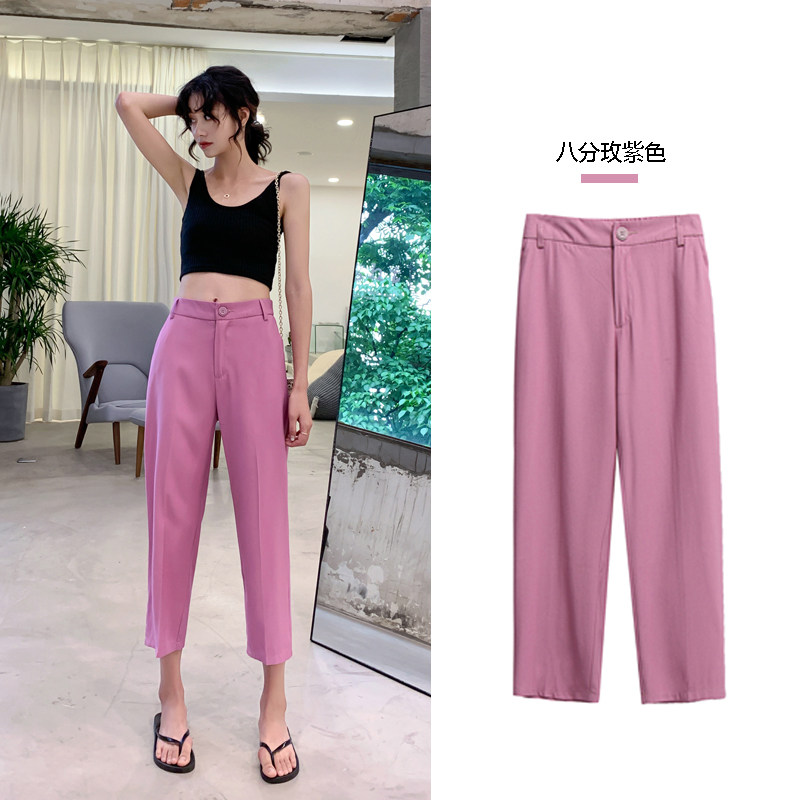 Loose casual wide-leg pants thin section small pants women high waist ...