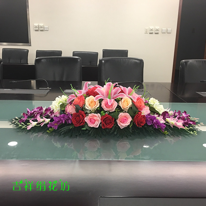 Lectern decoration Office decoration flower Conference table long table ...
