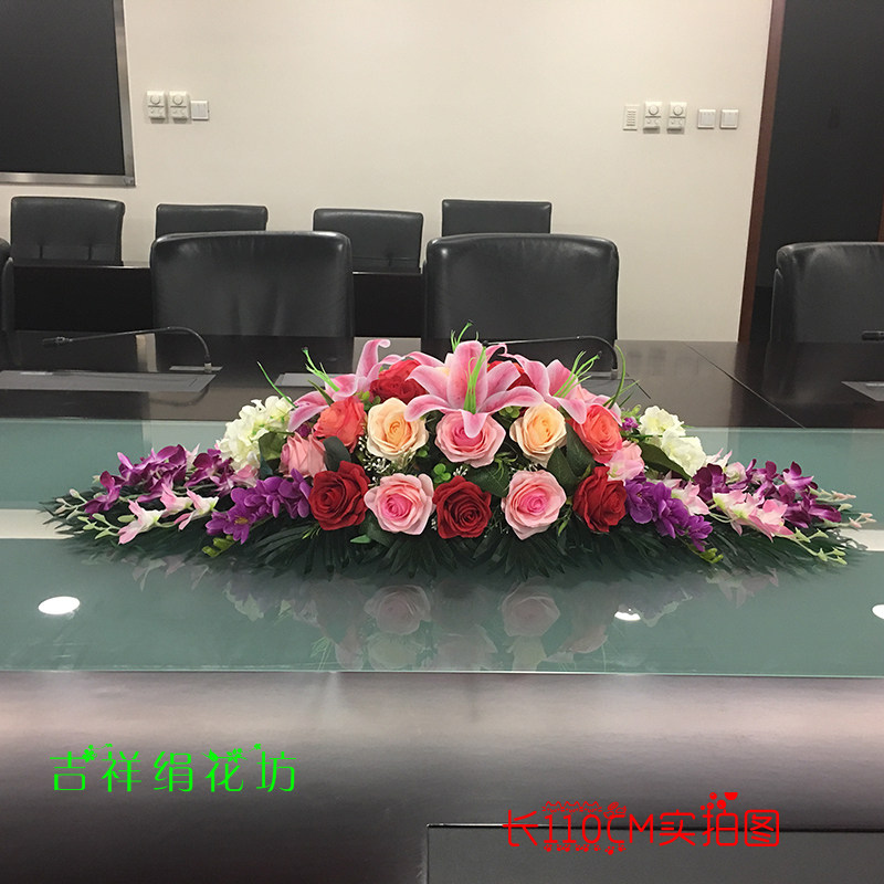 Lectern decoration Office decoration flower Conference table long table ...