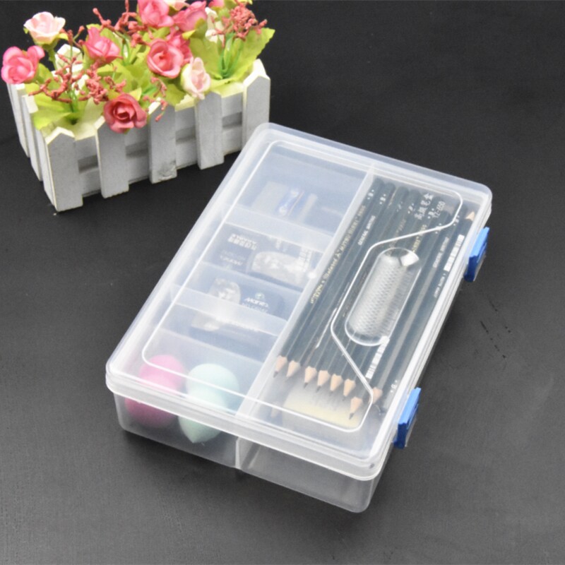 [USD 6.82] Large Capacity Sketch Pencil Case Art Student Double Layer ...