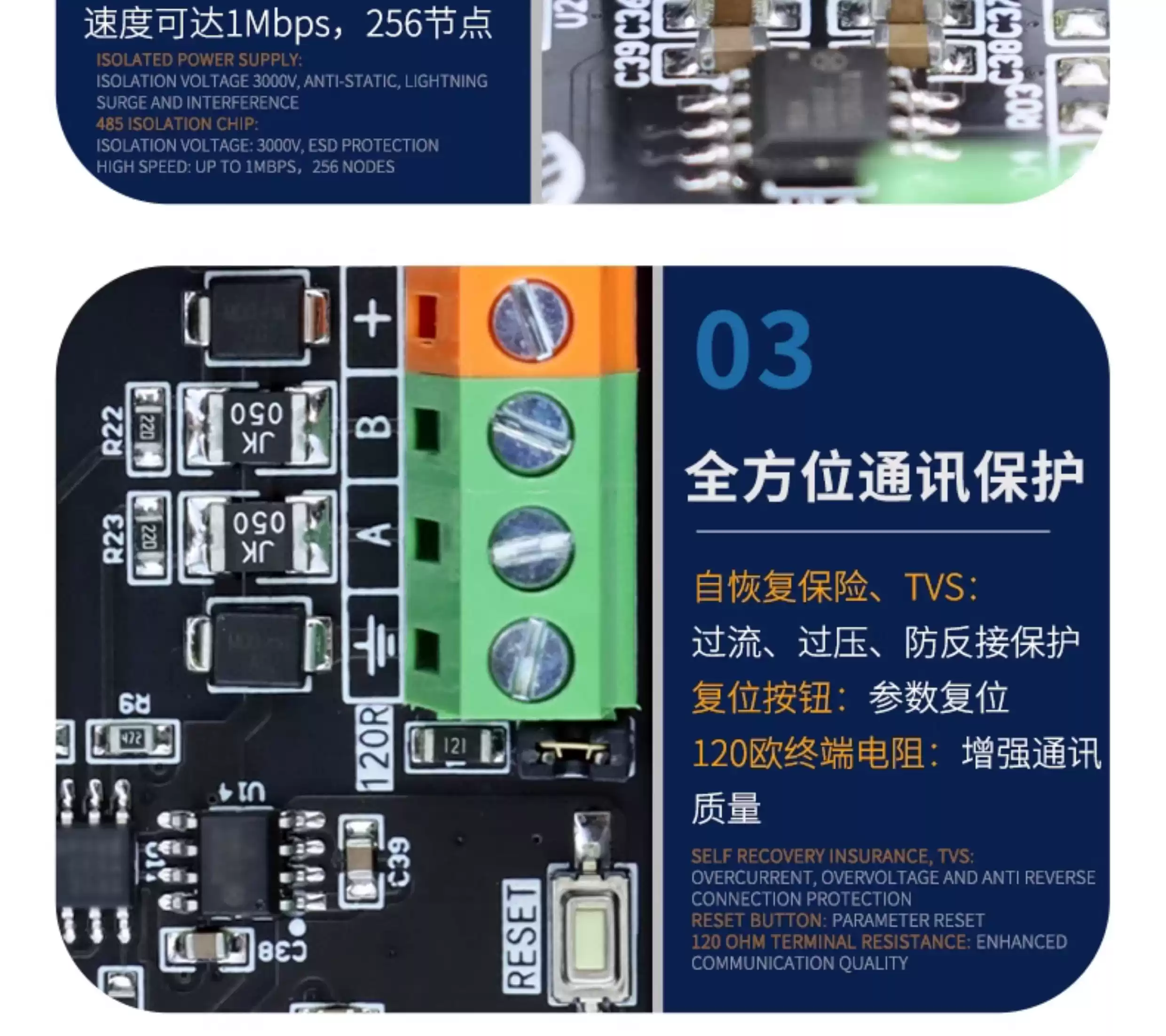 1-8路电压电流模拟量输入输出模块多量程通讯隔离型变送器Modbus