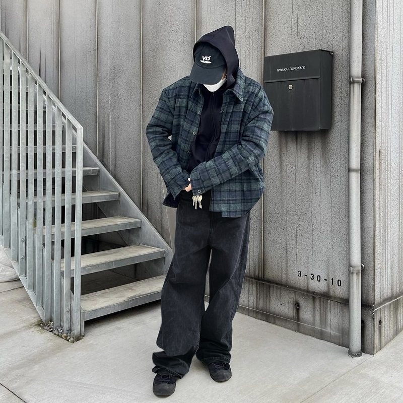 VUJADE TALK 006小众潮牌美式水洗做旧高腰直筒宽松阔腿牛仔裤男-阿里巴巴